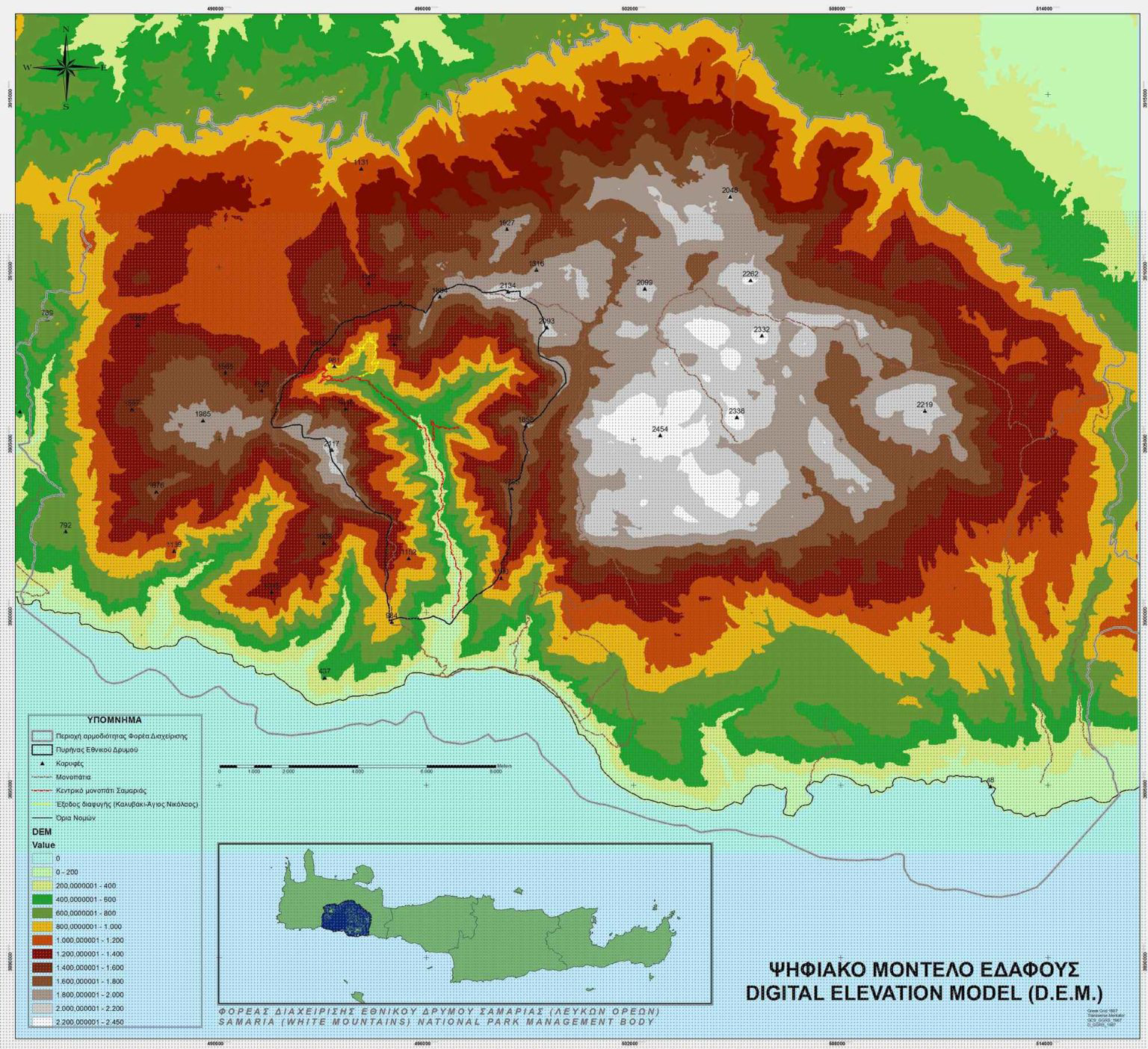 Le massif montagneux et le parc national des Montagnes Blanches (Lefká ...