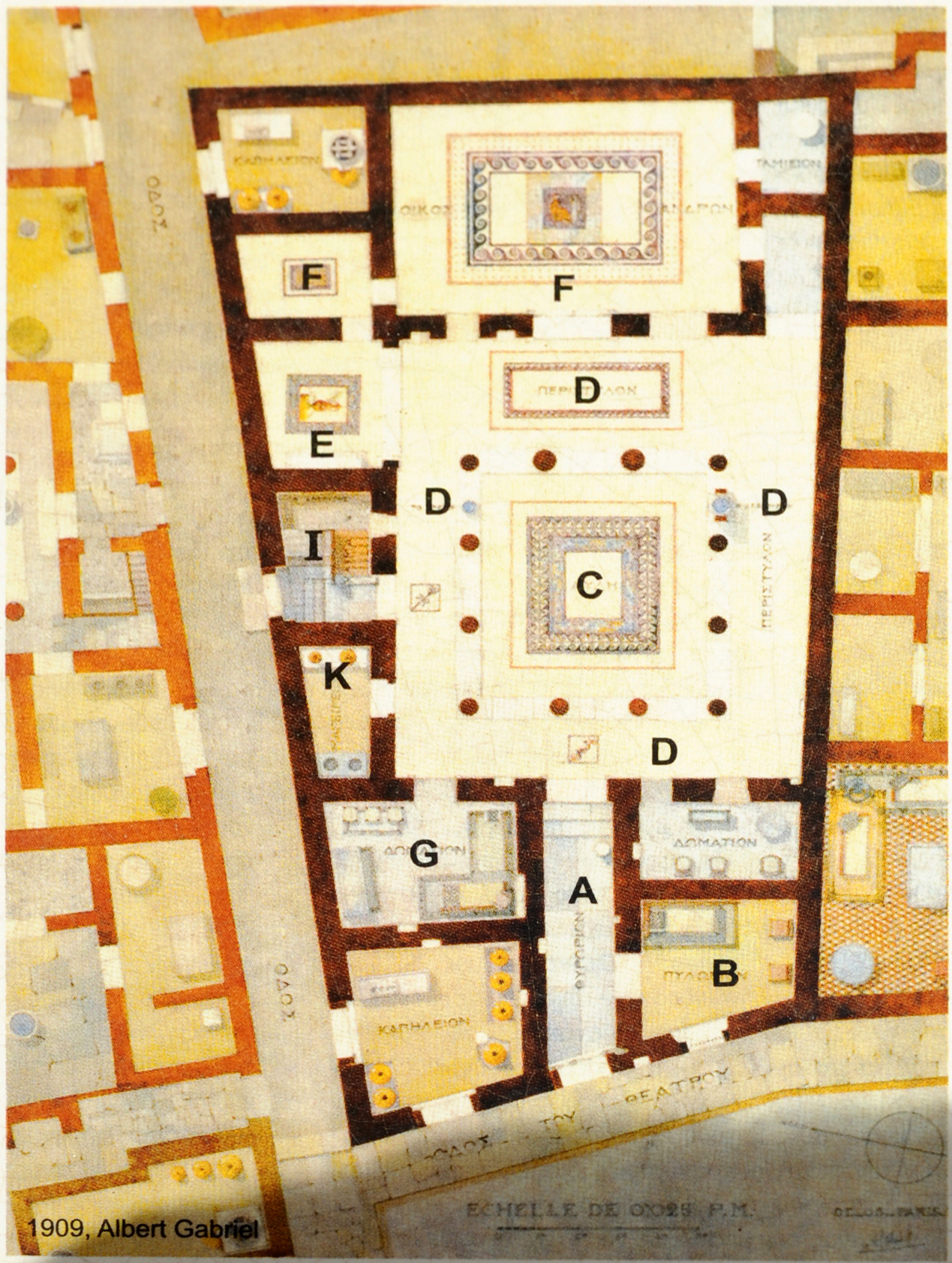 Le quartier du théâtre à Délos en Grèce