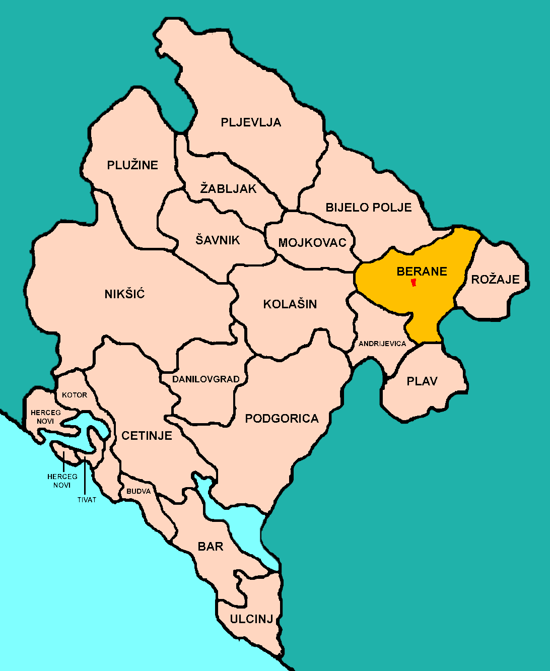 La ville de Berane au Monténégro